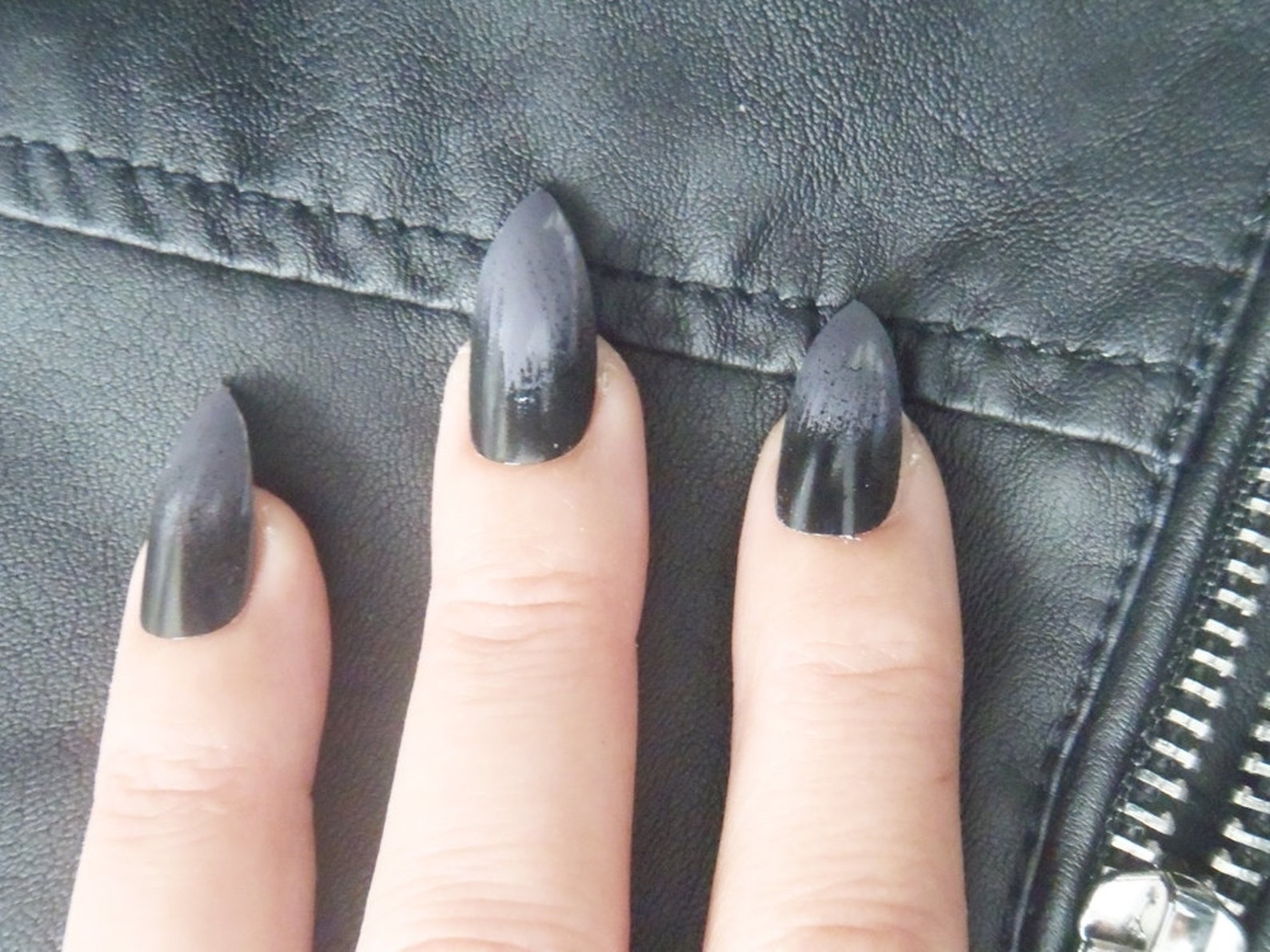 Black and grey gothic false nails gradient gray black nails | Etsy