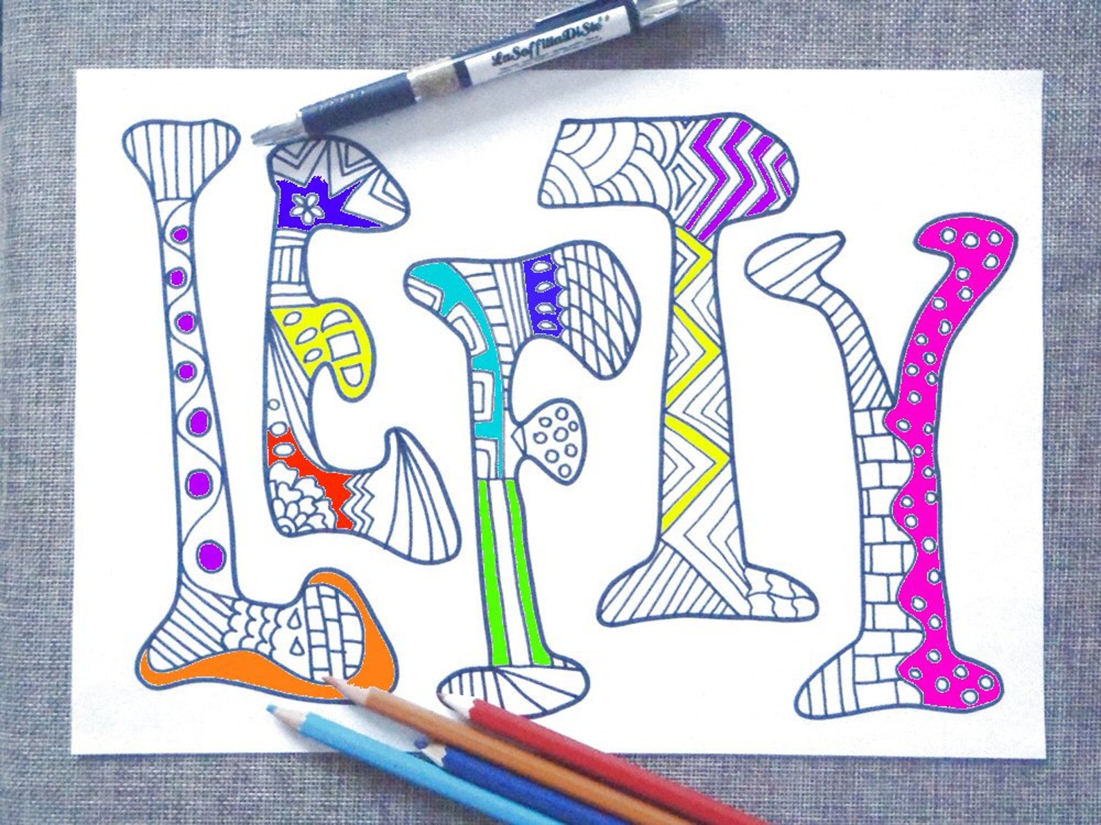 Lefty colouring page left handed left hander hand zentangle | Etsy