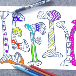 Lefty Colouring Page Left Handed Left Hander Hand Zentangle Diy ...
