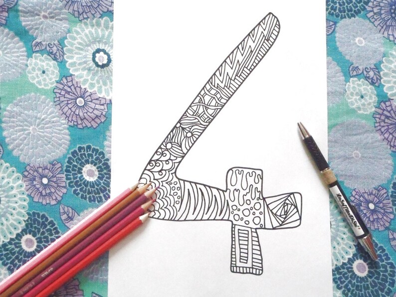 Number 4 Four Coloring Book Year 4 Birthday Anniversary Kids - Etsy