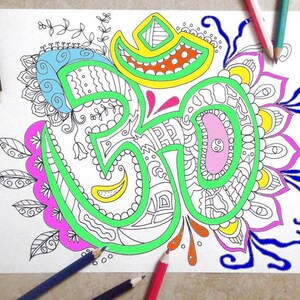 Om Coloring Book Page Art Therapy Adults Zen Mantra - Etsy