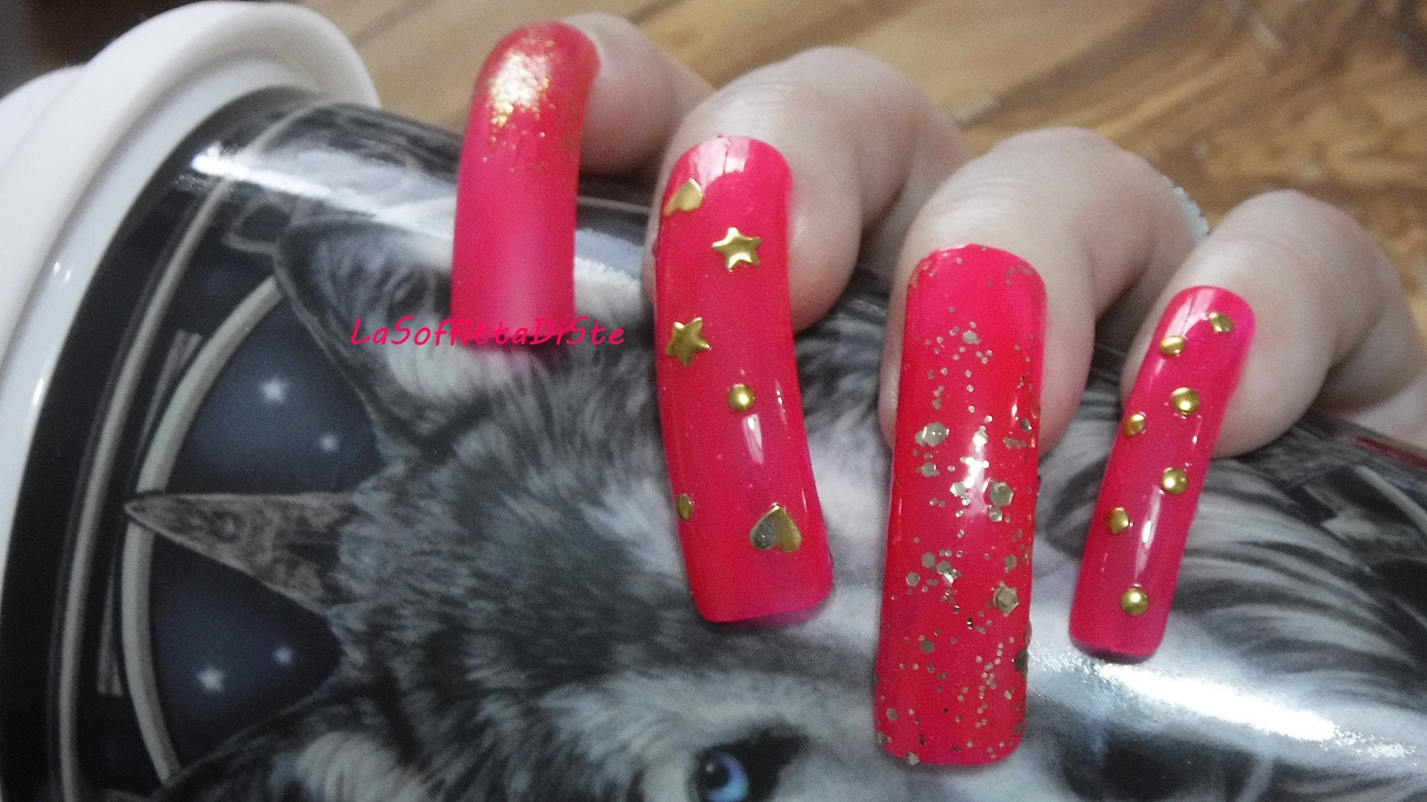 Sparkly curve long fake nails hot pink drag queen costume | Etsy