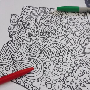 Printable Arizona Doodle Colouring Map Kids Adult Coloring DOWNLOAD ...