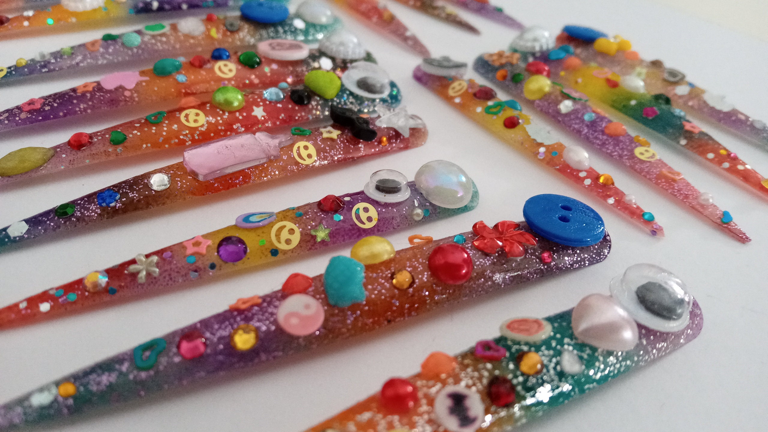 Rainbow Drag Queen Fake Nails Stick on Extreme Reusable Claws - Etsy
