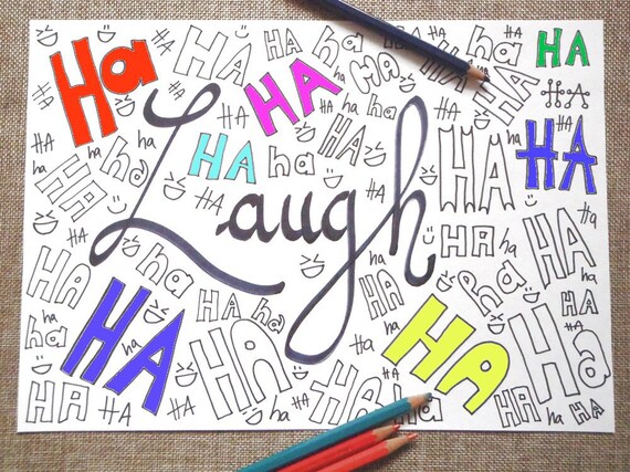 Laugh Coloring Page Book Kids Adults Page Instant Download | Etsy
