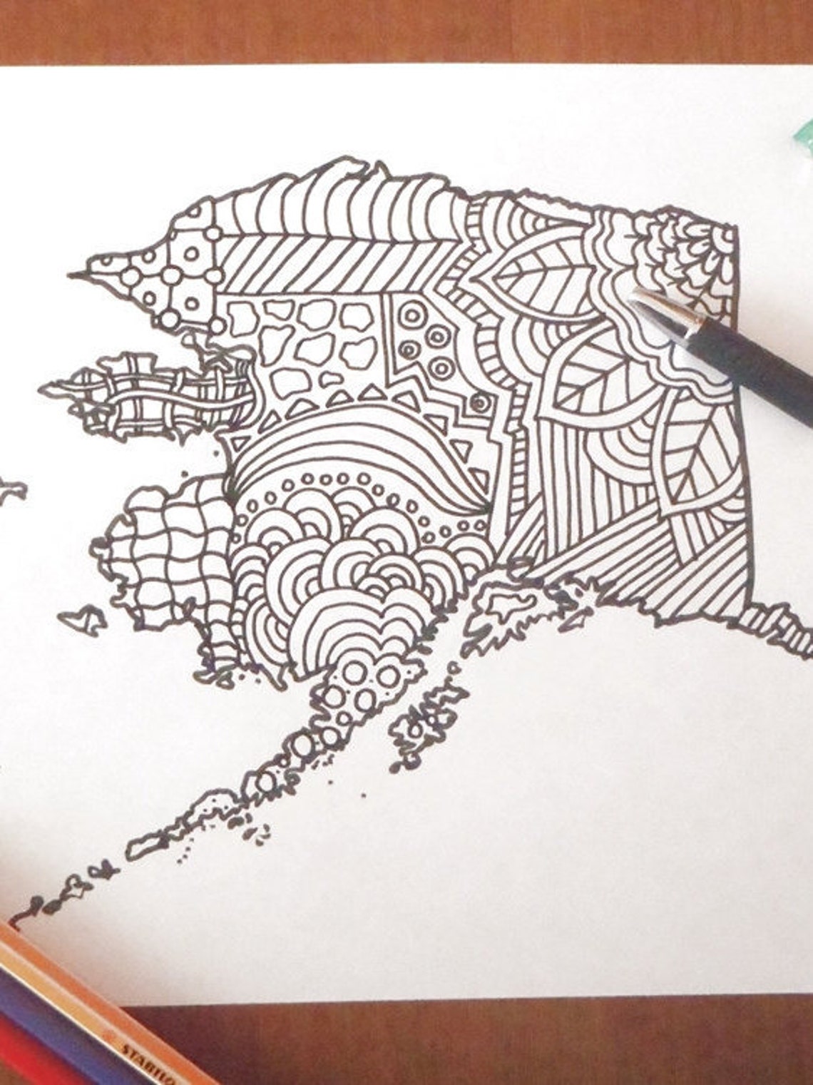 Printable Alaska Map Kids Adult Coloring Instant Download | Etsy