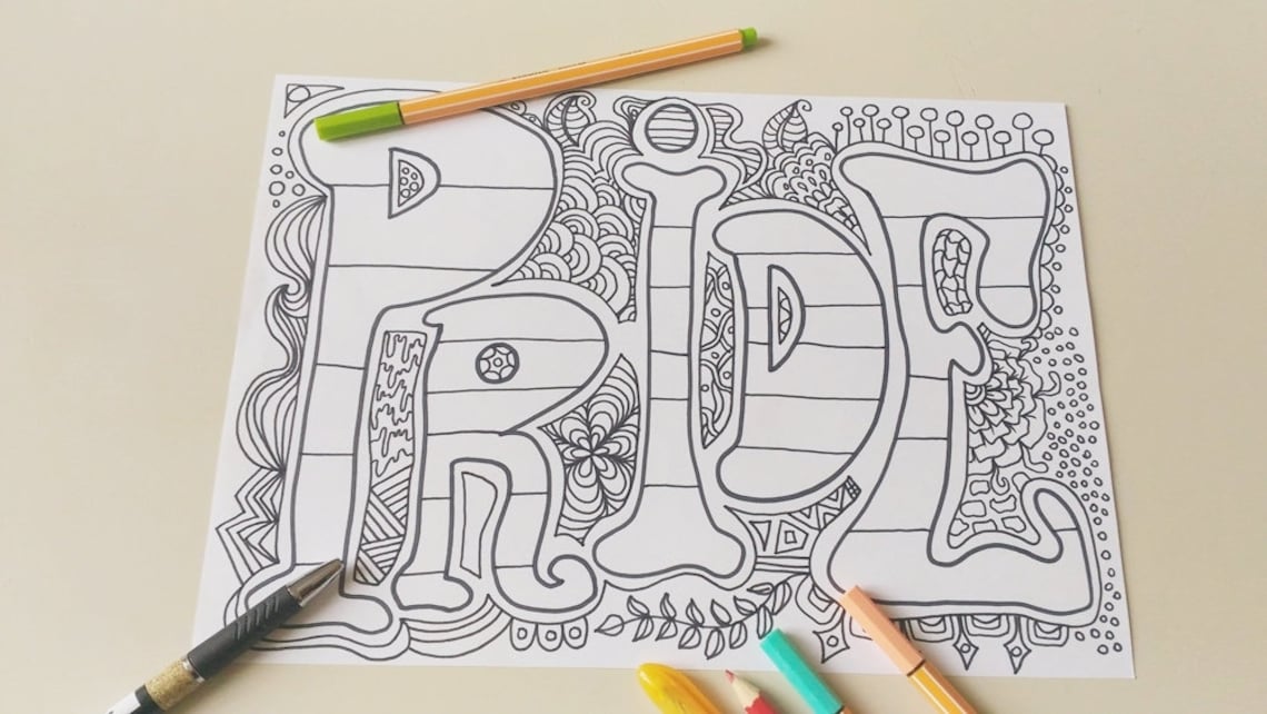 Pride Coloring Page Printable Gay Lgbt Lgbtq Lesbian LGBTQIA - Etsy