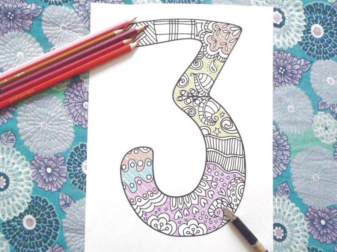 Printable Number 3 Coloring Three Third Year #3 Birthday Anniversary ...