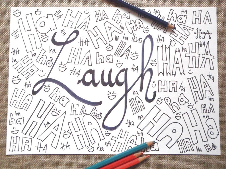 Laugh Coloring Page Book Kids Adults Page Instant Download | Etsy