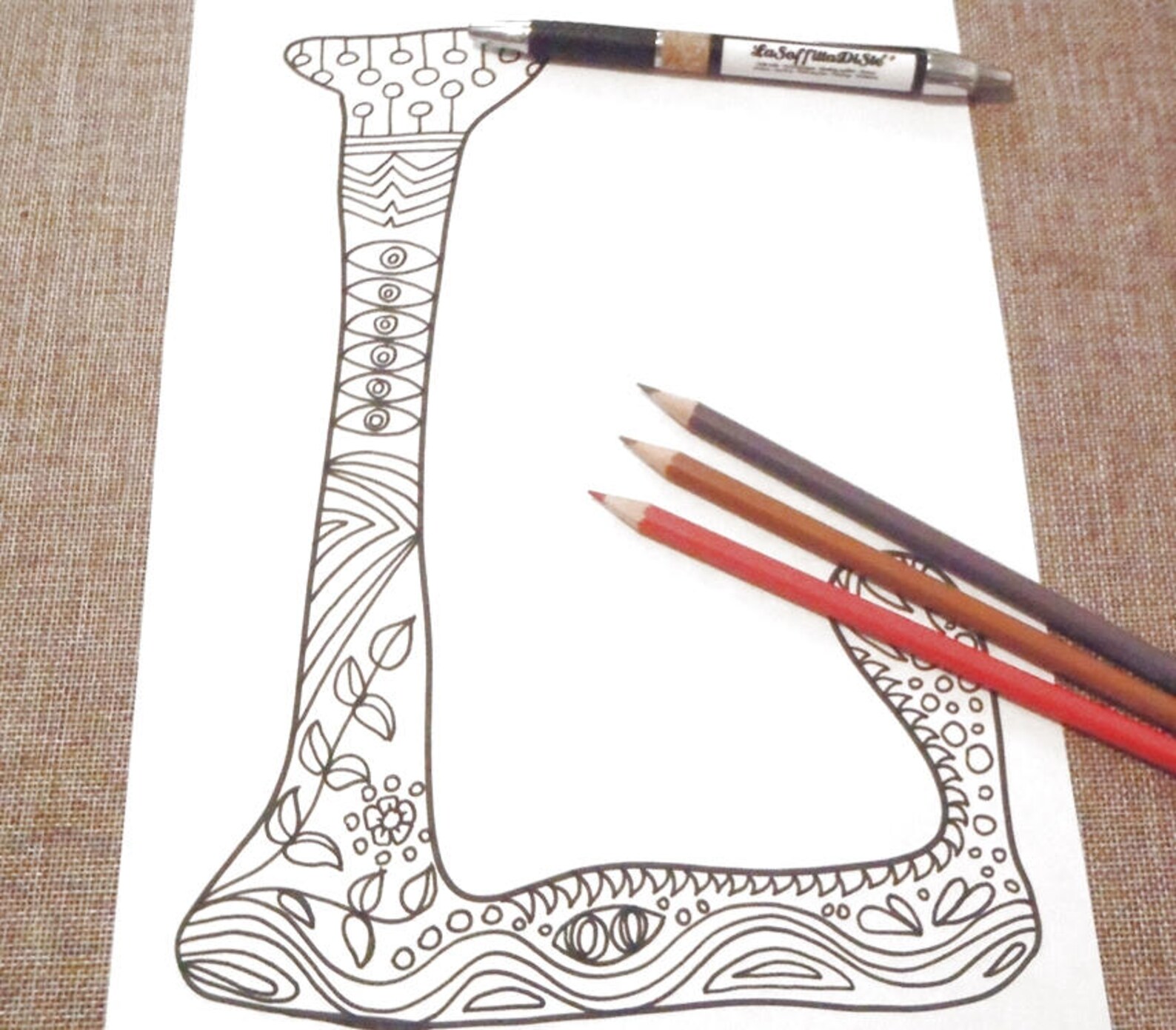 Coloring Letter L Colouring Alphabet Kids L Adult Coloring - Etsy
