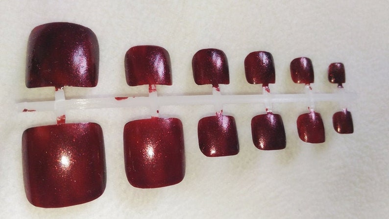 Dark Red Toe Nails Fake Toenails Bordeaux Blood - Etsy