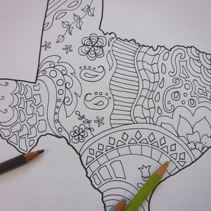 Texas Map Kids Adult Coloring Tourist Map Travelmap Doodle Book Instant ...