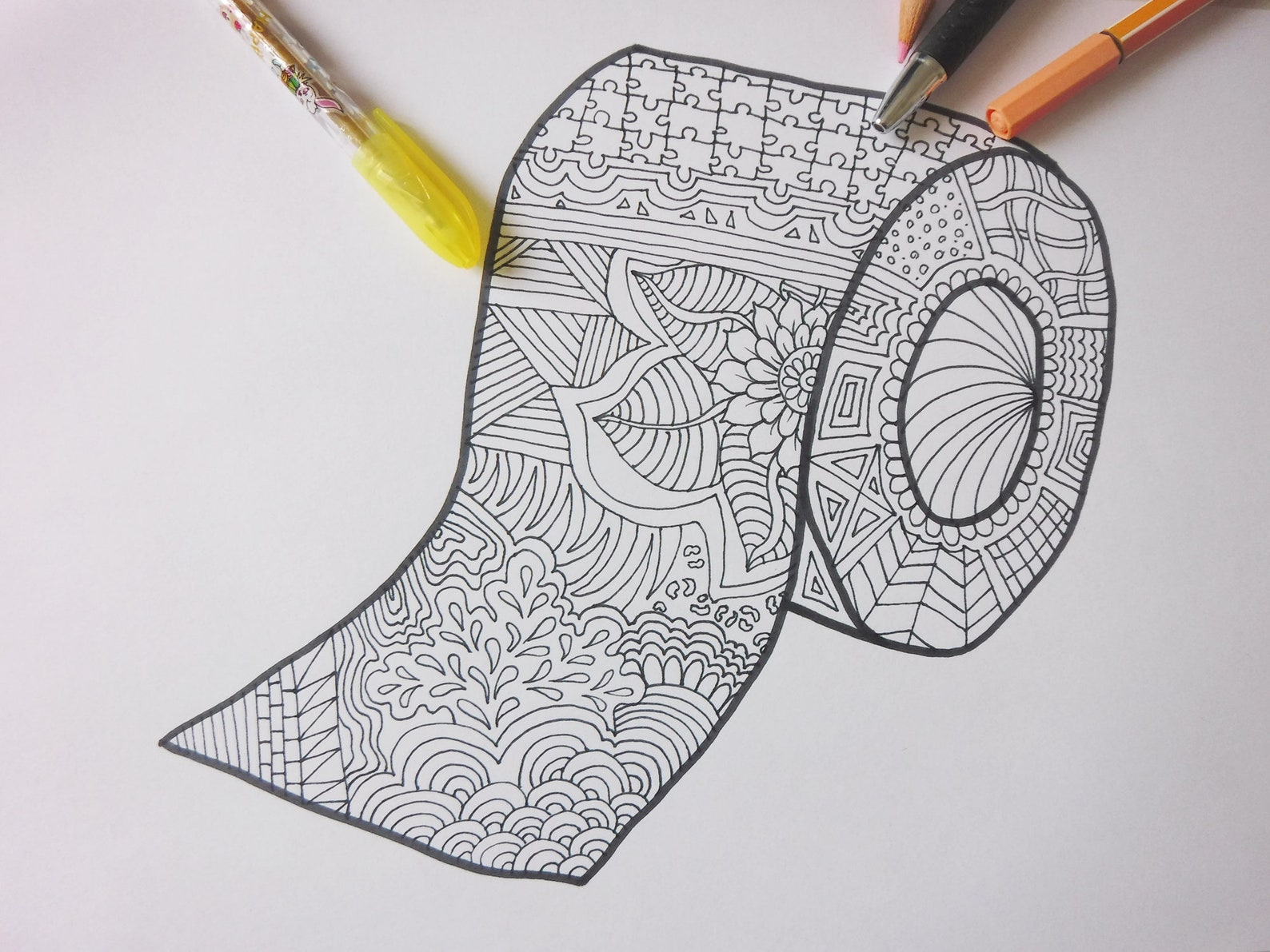 Toilet Paper Coloring Printable Page Digital Art Colouring - Etsy