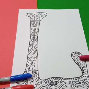Coloring Letter L Colouring Alphabet Kids L Adult Coloring Book Instant ...