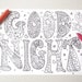 Goodnight Coloring Book Page Kids Good Night Insomnia Therapy Adults ...