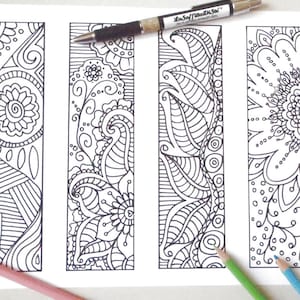 Bookmark Doodle Henna Coloring Tattoo Page Markers Printable Gift for ...