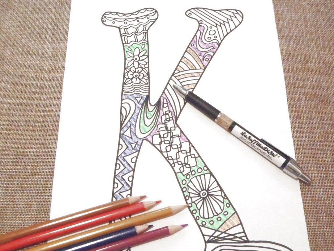 Coloring Letter K to Color Alphabet Kids B Adult Book Lettering ...