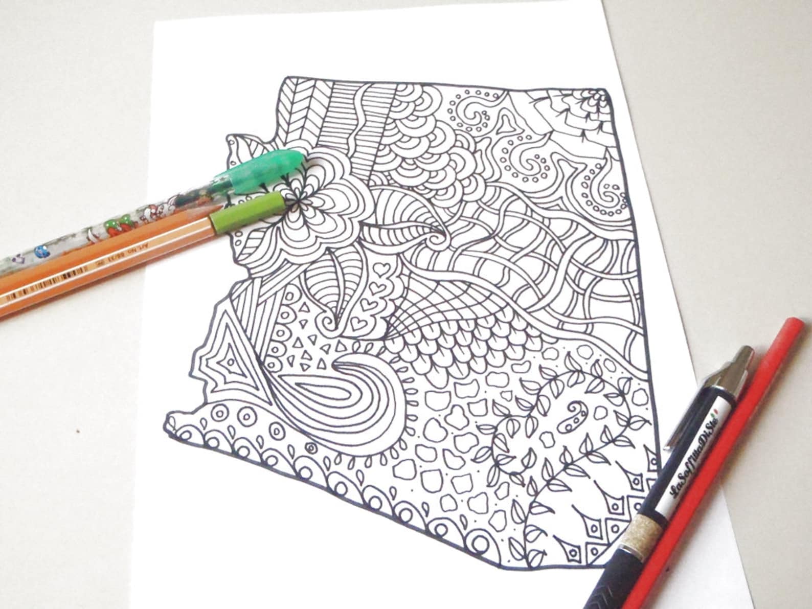 Printable Arizona Doodle Colouring Map Kids Adult Coloring - Etsy
