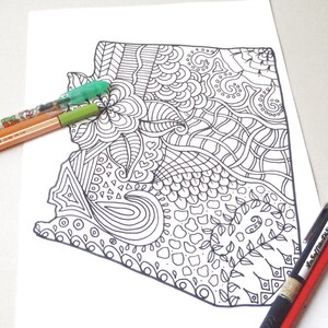 Printable Arizona Doodle Colouring Map Kids Adult Coloring DOWNLOAD ...