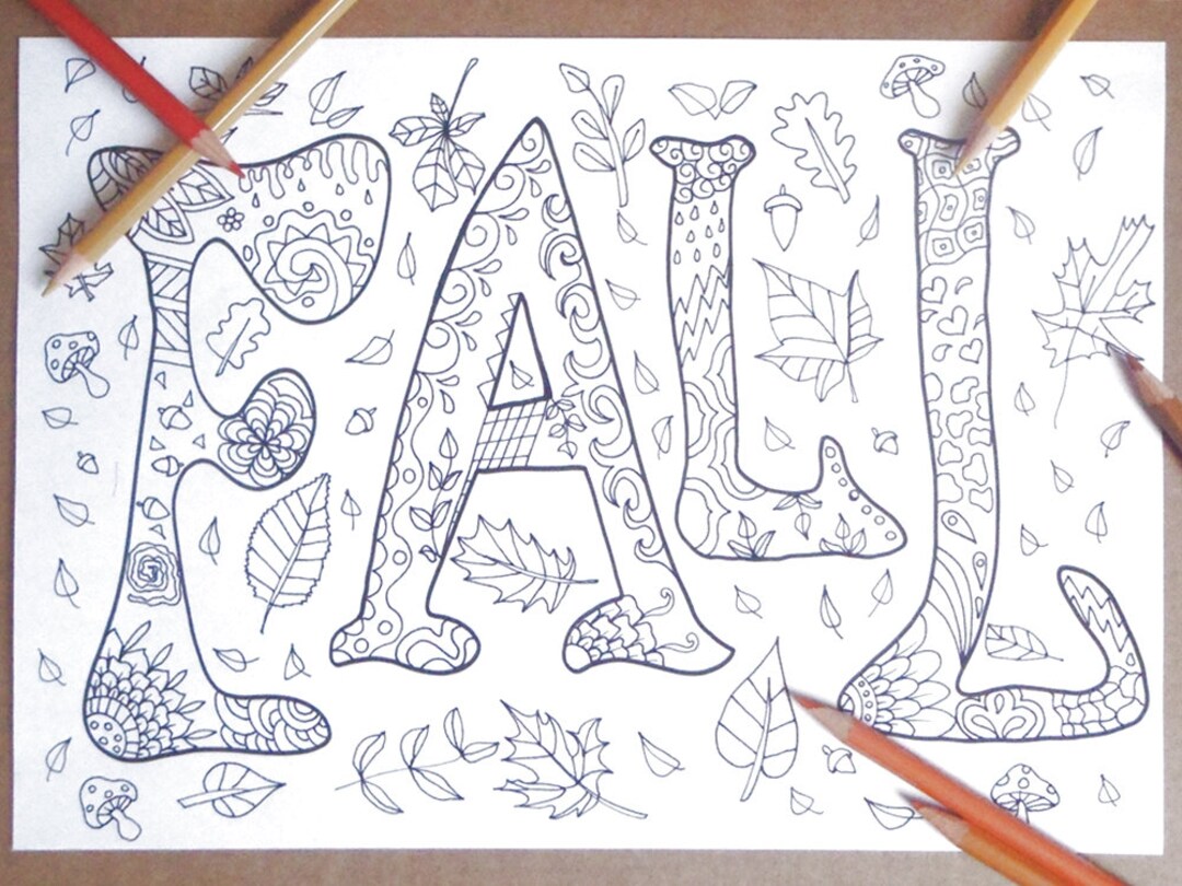 Fall Kids Coloring Page Adults 4 Season Home Teaching Diy Doodle School ...