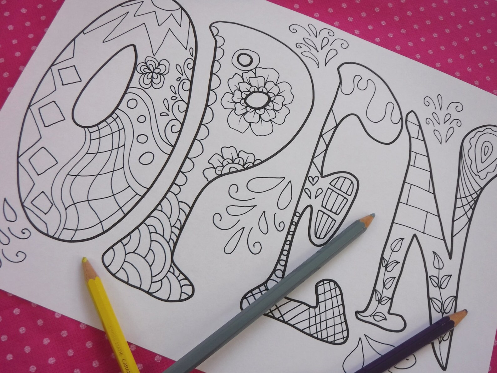 Open Closed Signs Shop Store Office Adult Coloring Colouring | Etsy