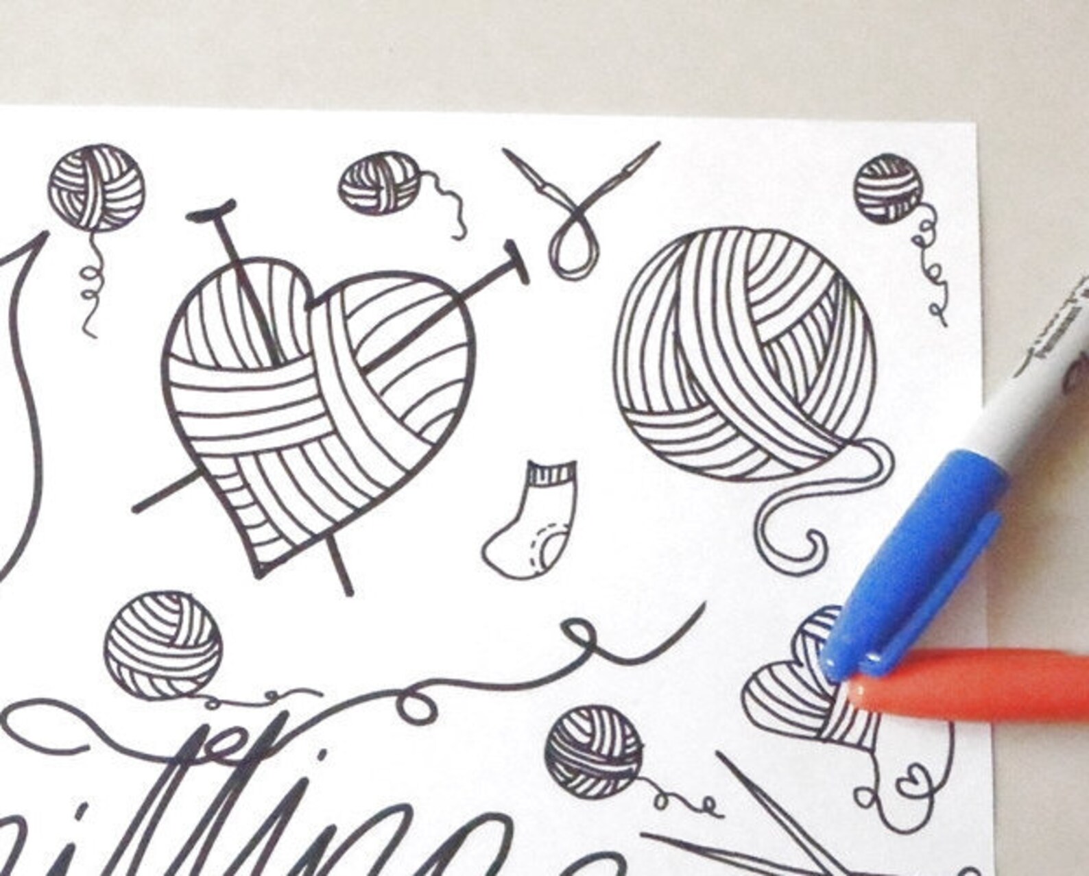 I Love Knitting Coloring Book to Knit Yarn Instant Download Craft ...