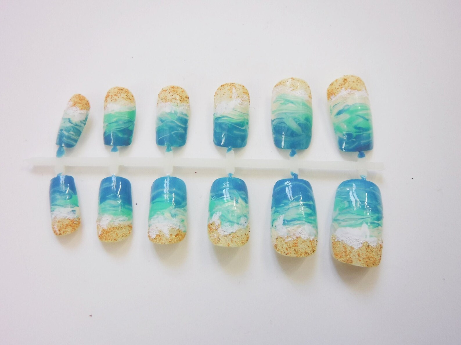 Sea Beach False Nails Summer Fake Nails - Etsy