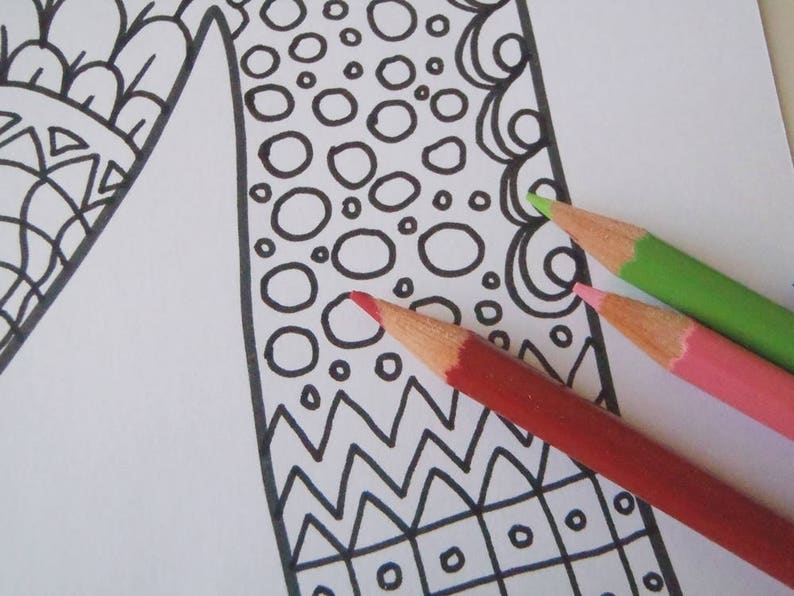 Monogram M to Colour Coloring Page Alphabet M Kids Adult - Etsy