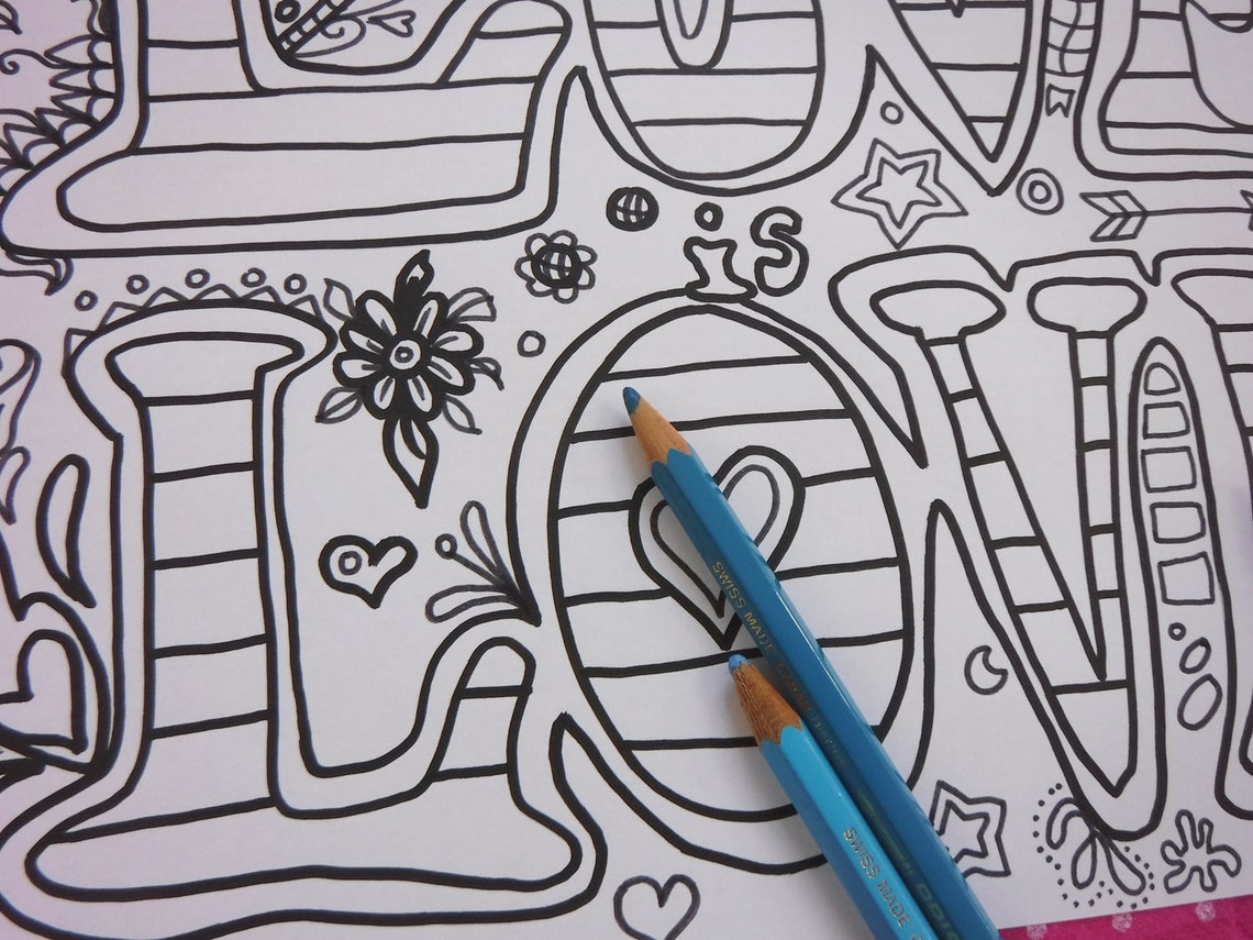 Pride Love is Love Coloring Gay Lgbt Lgbtq Lesbian | Etsy