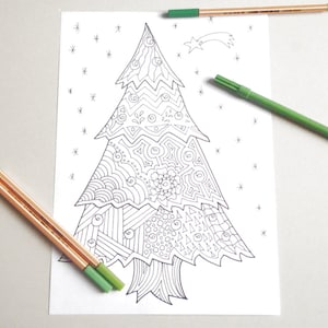 Christmas Tree Adult Coloring Book Kids Christmas Doodle Download Art ...