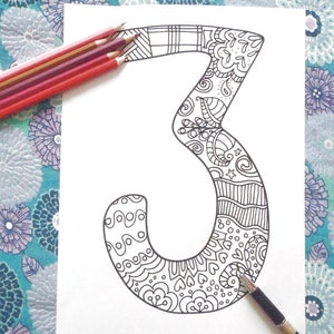 Printable Number 3 Coloring Three Third Year #3 Birthday Anniversary ...