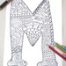 Monogram M to Colour Coloring Page Alphabet M Kids Adult Lettering ...
