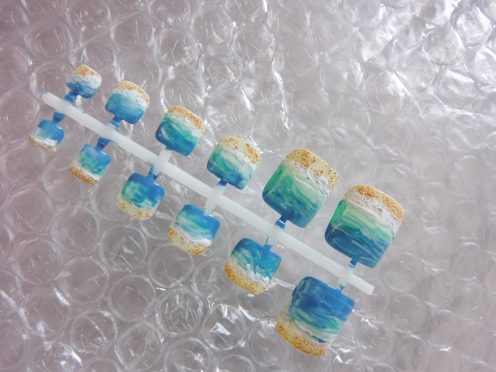 Sea Beach False Toe Nails Summer Fake Toenails | Etsy