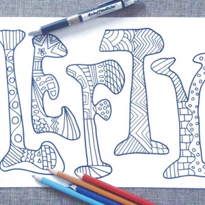 Lefty Colouring Page Left Handed Left Hander Hand Zentangle Diy ...