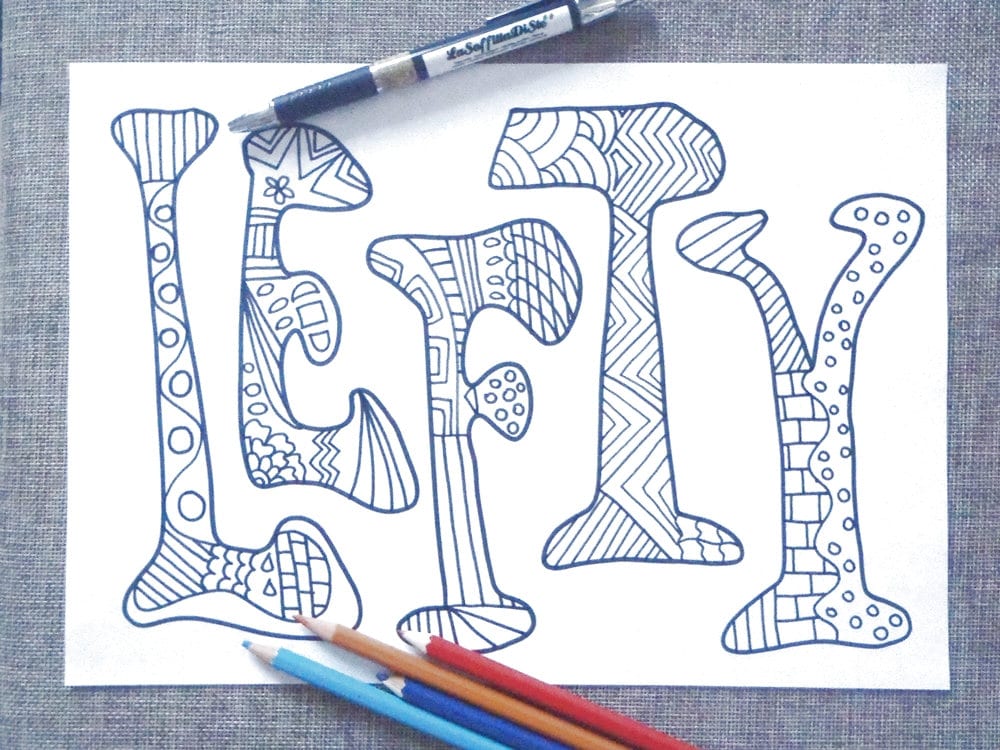 Lefty colouring page left handed left hander hand zentangle | Etsy