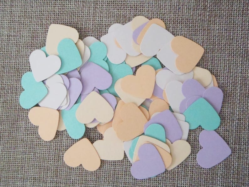 Pastel Colors Smash Book Heart Shape Confetti Wedding Table | Etsy