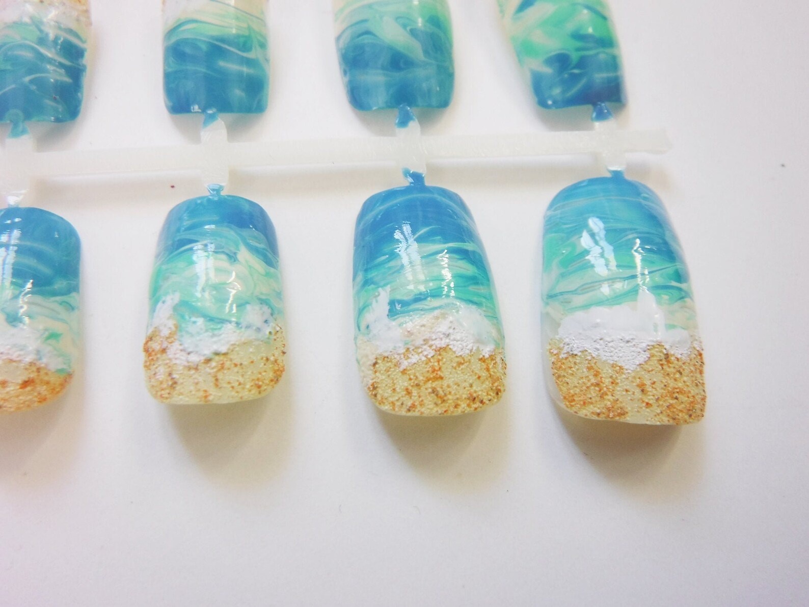 Sea Beach False Nails Summer Fake Nails - Etsy