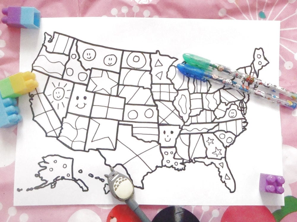 Kids united states america map kids colouring etsy sales book | Etsy