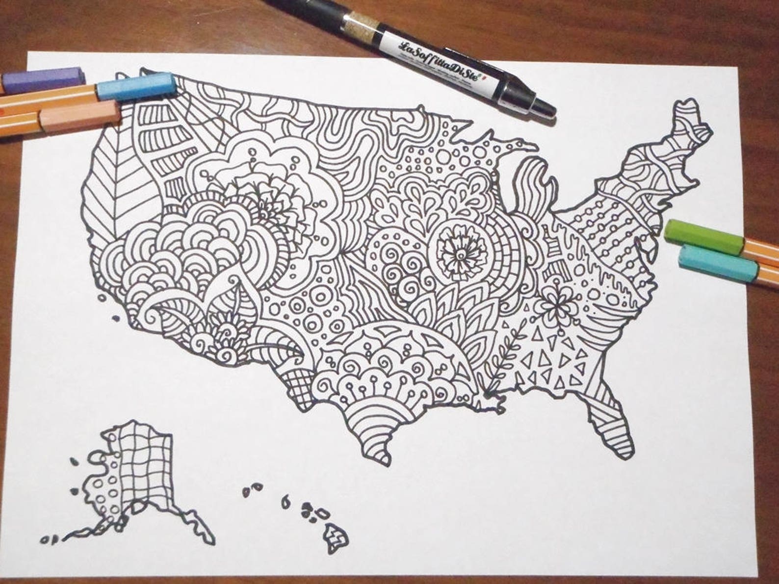 Coloring united states america US map kids adult etsy sales | Etsy