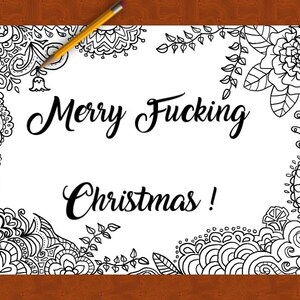 Merry Fcking Christmas Swear Word Adult Coloring Book Sweary Xmas Page ...