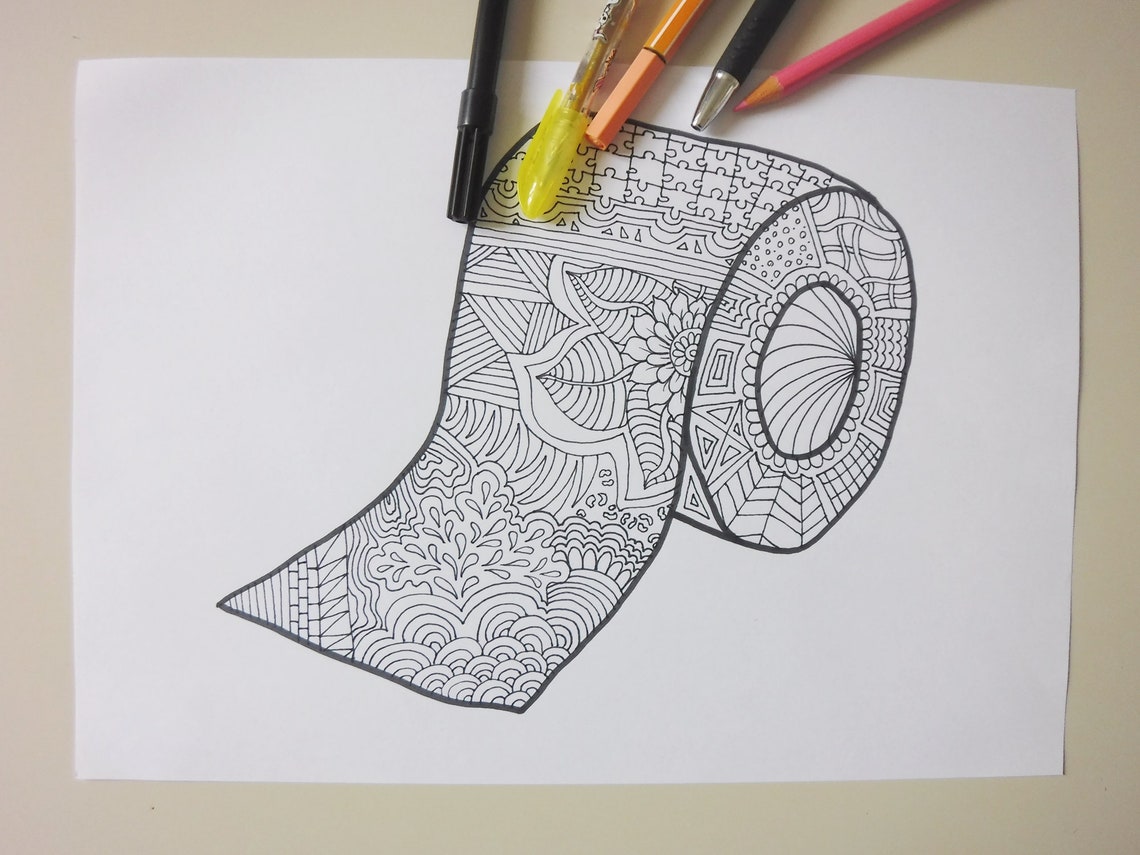 Toilet paper coloring printable page digital art colouring | Etsy