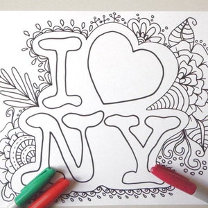 I love ny new york libro colorare adulti bambini arte terapia ...