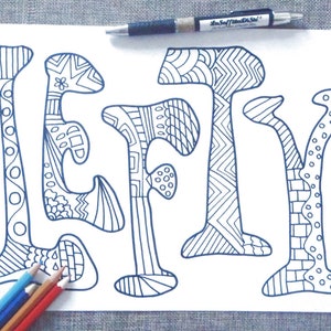 Lefty Colouring Page Left Handed Left Hander Hand Zentangle Diy ...