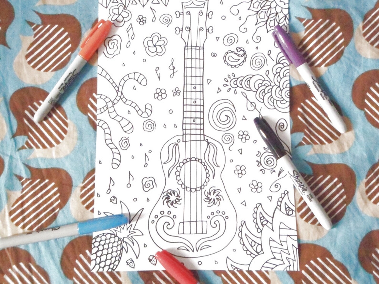Ukulele Coloring Book Guitar Braguinha Machete Cavaquinho - Etsy