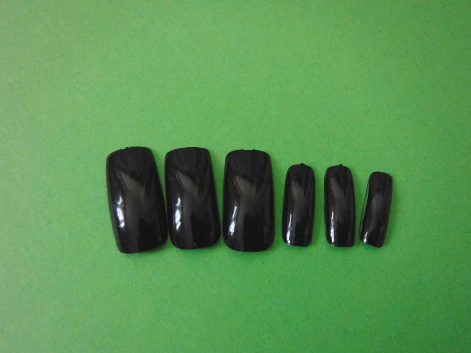 Set fake nails black glossy matte burlesque false | Etsy