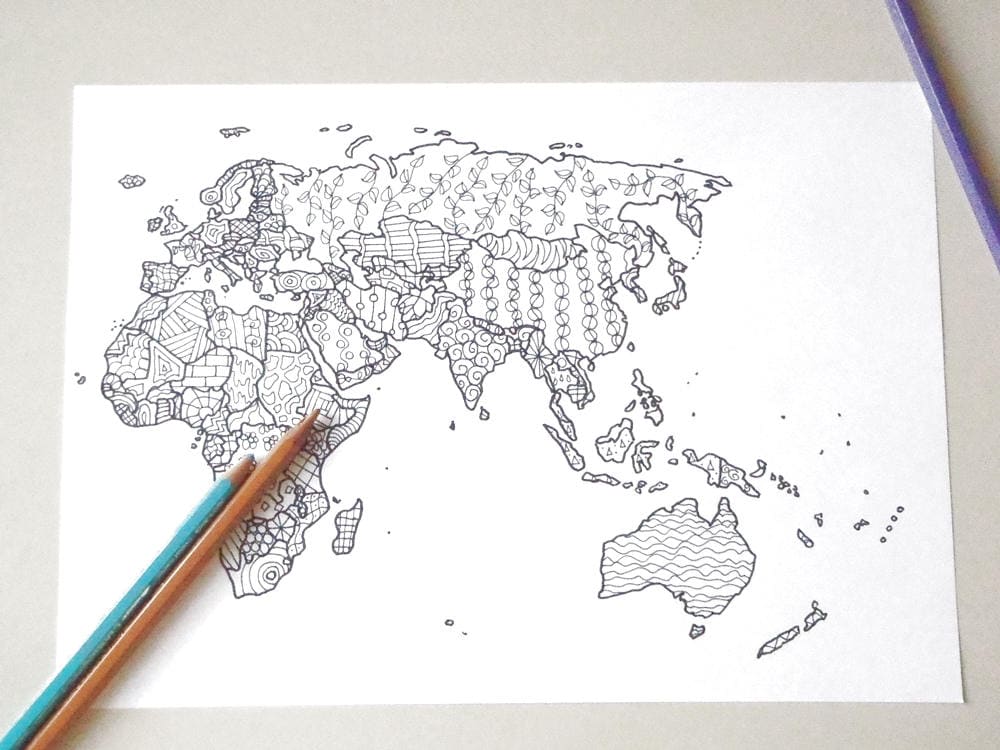 Coloring Map World Colouring Template Etsy Sales - Etsy Canada