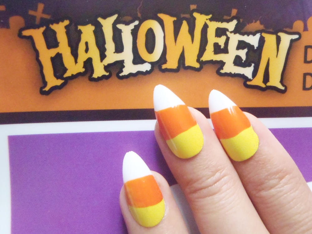 Halloween candy corn nails fake nails cool | Etsy