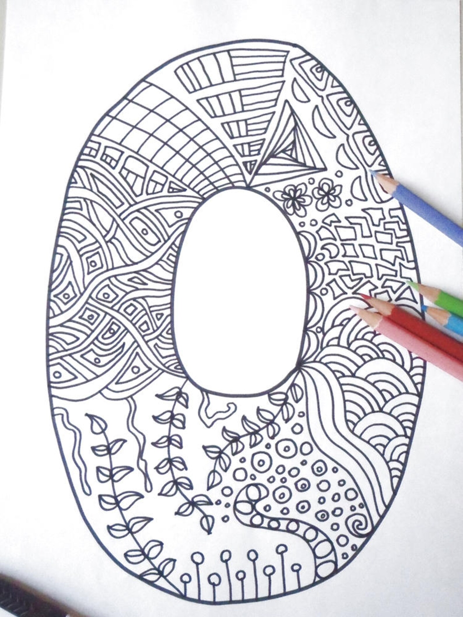 O Colouring Letter Page O Alphabet Initial Kids Adult Coloring | Etsy