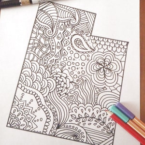 Utah Doodle Colouring Map Kids Adult Coloring Instant DOWNLOAD Tourist ...