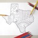 Texas Map Kids Adult Coloring Tourist Map Travelmap Doodle Book Instant ...